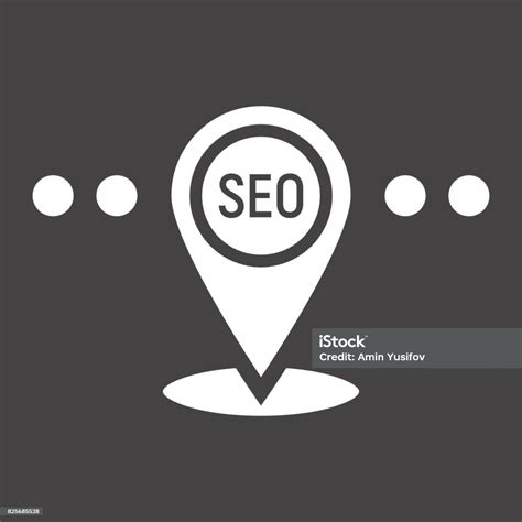 로컬 Seo 문자 모양 아이콘 서 장 훈과 개발 핀 기호 벡터 그래픽 검은 배경에 Eps 10 솔리드 패턴 가득 찬에 대한 스톡 벡터 아트 및 기타 이미지 Istock
