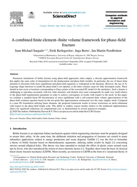 PDF A Combined Finite Elementfinite Volume Framework For Phase Field Fracture