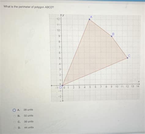 solved what is the perimeter of polygon abcd a 28 units b 32 units
