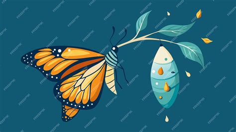 Premium Vector A Butterfly Emerging From Its Chrysalis Representing The Transformative Process