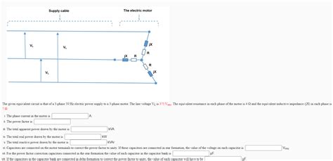Solved Supply Cable The Electric Motor VL V R JX R R VL Jx Chegg Com