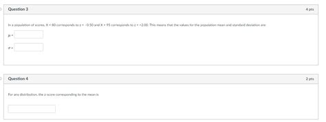 Solved In A Population Of Scores X Corresponds To Chegg