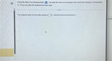 Solved Using The Data In The Following Table Calculate The