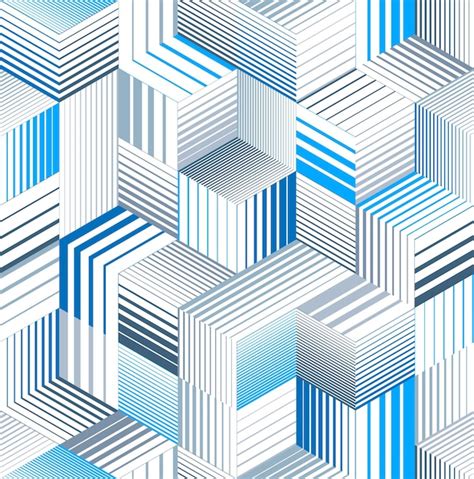 Premium Vector Seamless Isometric Lines Geometric Pattern 3d Cubes