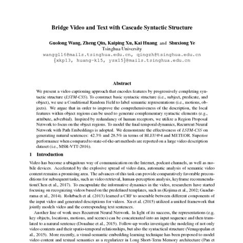 Bridge Video And Text With Cascade Syntactic Structure Acl Anthology