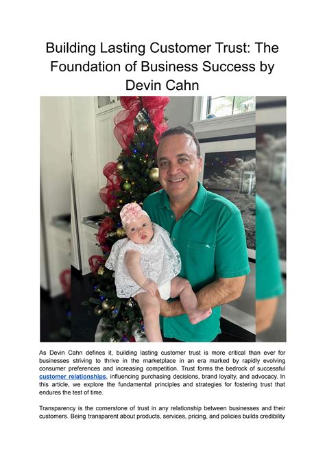 Building Lasting Customer Trust The Foundation Of Business Success By Devin Cahn By Devin Cahn
