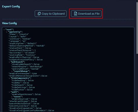 Bug Incorrect Configuration Export · Issue 1081 · Lissy93dashy · Github