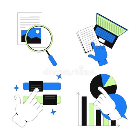 user interaction and data exploration 2d onboarding ui illustrations