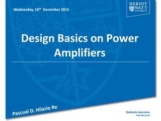 Design Basics On Power Amplifiers PPTX