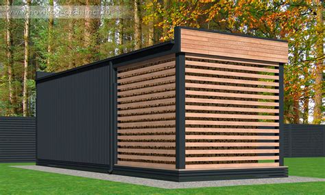 Проект каркасного хозблока с дровником Х 39 в современном стиле