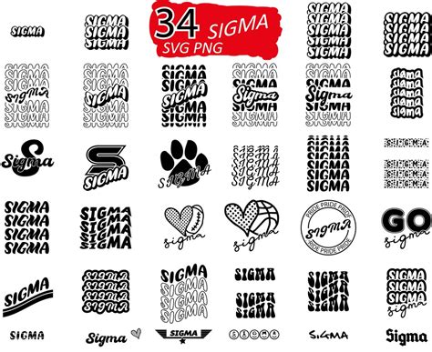 34 Bundle Sigma Svg Mascot Svg Sigma Png Sigma Fonts T Shirts Sublimation Cricut Htv Etsy