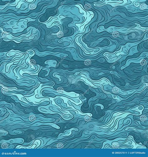 Generative Ai Topographic Map Seamless Pattern Royalty Free Stock