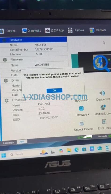 VXDIAG VCX FD Firmware Update Failed Using Correct VX Manager VXdiagshop Com
