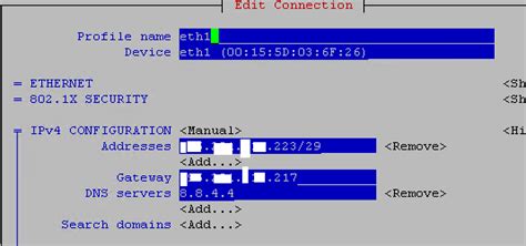 redhat networkmanager nmtui static ip external ip public ip