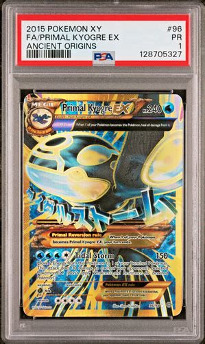 Psa 1 Pr 2015 Pokemon Xy Ancient Origins Full Art Primal Kyogre Ex 96
