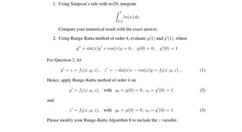 solved 1 using simpson s rule with n 20 integrate jos [