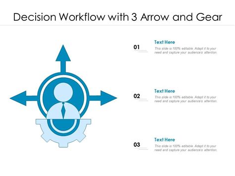 Decision Workflow With 3 Arrows And Gear Ppt Powerpoint Presentation Guidelines Presentation