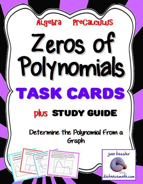 Zeros Of Polynomial Functions From A Graph Task Cards Plus Guided Notes Precalculus Teaching