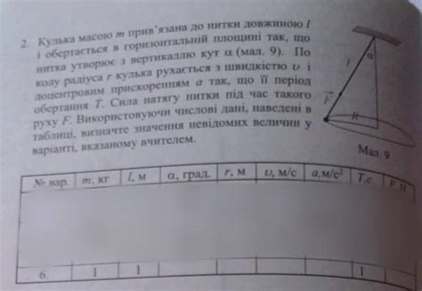 Кулька масою M привязана до нитки довжиною L і обертається в горизонтальній площині так що