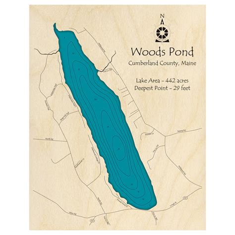 Woods Pond Maine 3d Custom Wood Map Lake Art Llc
