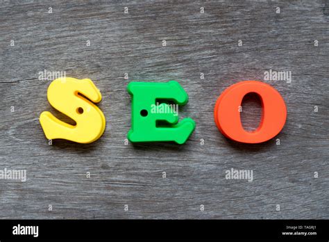 Colorful Plastic Alphabet In Word Seo Abbreviation Of Search Engine Optimization On Wood