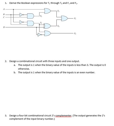 solved derive the boolean expressions for t1 through t4 and