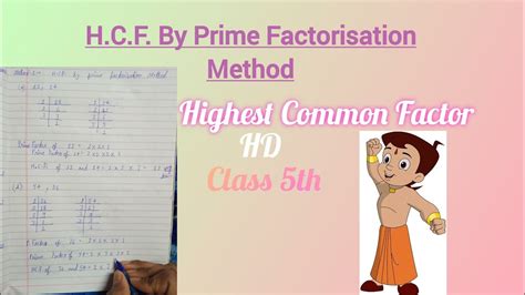 H C F For Class 5th Method 2 Hcf By Prime Factorisation Method Highest Common Factor In