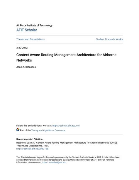 Pdf Context Aware Routing Management Architecture For Airborne Dokumentips