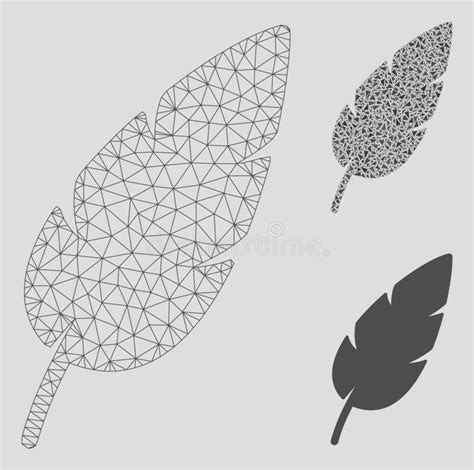 Feather Vector Mesh 2d Model And Triangle Mosaic Icon Stock Vector Illustration Of Pencil
