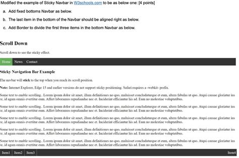 Solved Modified The Example Of Sticky Navbar In Chegg Com