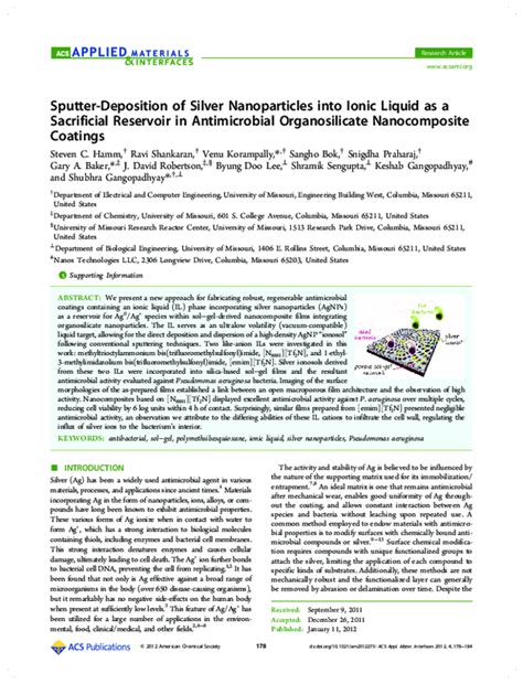Pdf Sputter Deposition Of Silver Nanoparticles Into Ionic Liquid As A