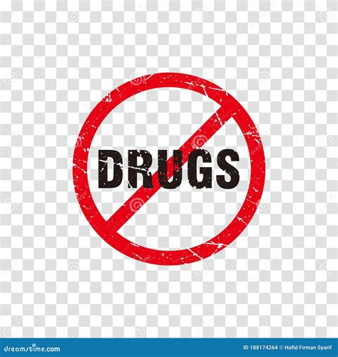 Red Grungy Stop Drugs With Forbidden Sign Illustration Vector Stock