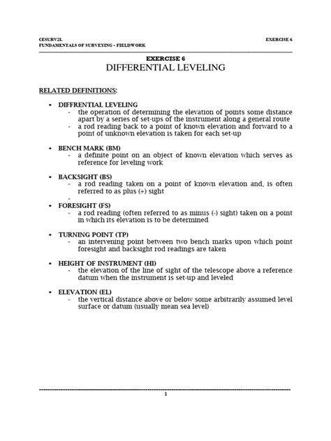 Cesurv2l Finalterm Exercise 6 Differential Leveling Pdf