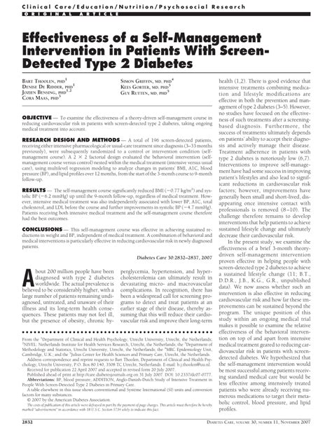 Pdf Effectiveness Of A Self Management Intervention In Patients With