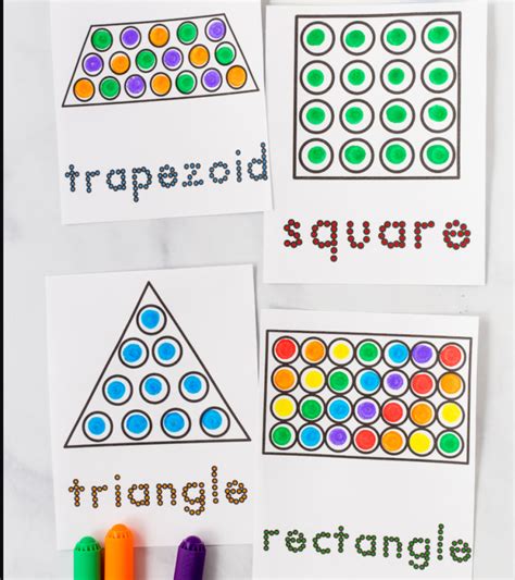 Dot With Lines Shapes Worksheets Free Printable Shape Do A Dot Marker