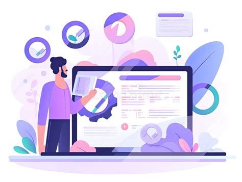 Laptop Application Programmer Working On Computer Code Stock Illustration Illustration Of