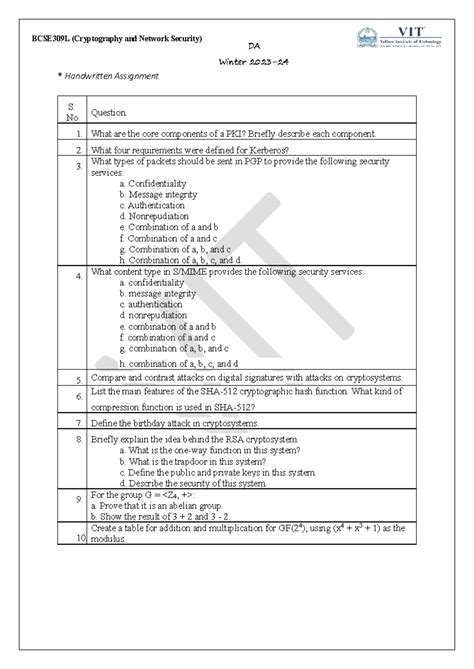 digitalassignment bcse309l cryptography and network security
