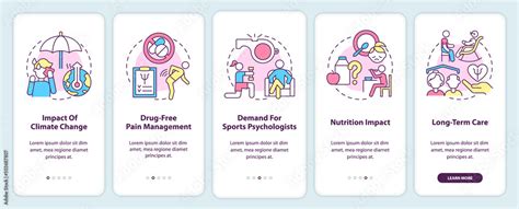Trends In Psychology And Mental Health Onboarding Mobile App Screen Walkthrough 5 Steps Graphic