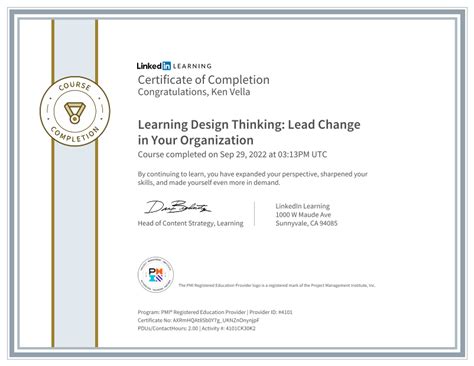 ken vella on linkedin certificate of completion