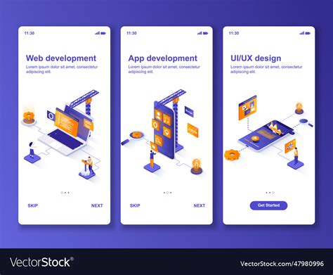 Web Development Isometric Gui Design Kit Vector Image