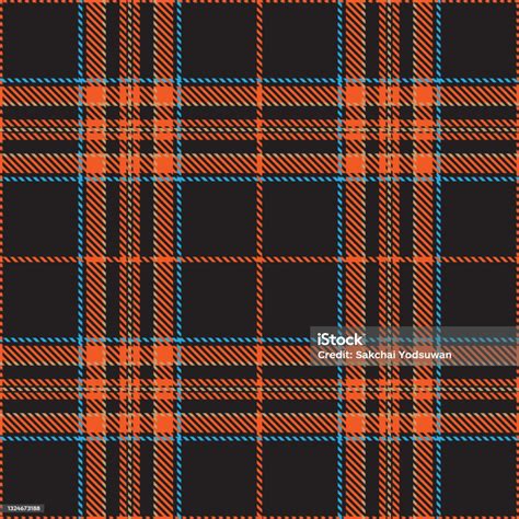 타탄 격자 무늬 블루 오렌지 갈색 라인 직물 질감 블랙 백 스코틀랜드 케이지 체크 디자인 벡터 일러스트 0명에 대한 스톡 벡터