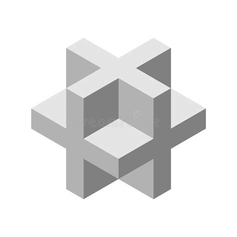 D Isometric Box Shape Outline Small Cube In A Big Cube Abstract Dimensional Box Object Stock