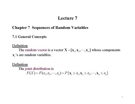 Lec 7 Lecture 7 Chapter 7 Sequences Of Random Variables 7 General