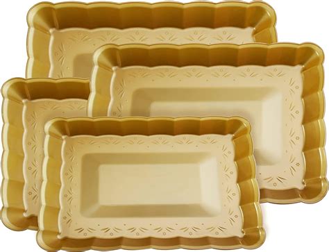 Yumchikel Rectangle Serving Platter Plastic Gold Pieces