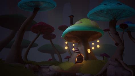 A Mushroom Forest Modeled In Maya And Rendered In Unreal R 3dmodeling