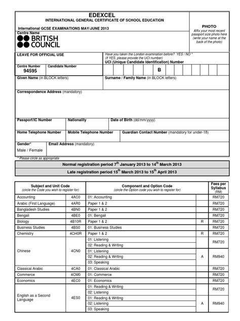 Igcse Exam Registration Form Pdf Cheque Banks