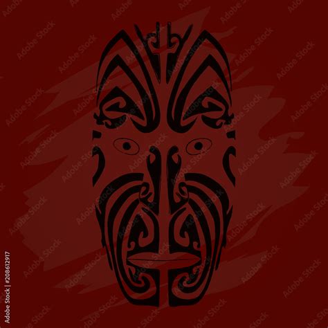 Concept With Moko Facial Tattoo Vector Illustration Stock Vector Adobe Stock