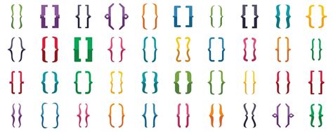 colorful curly brackets showing different programming languages syntax