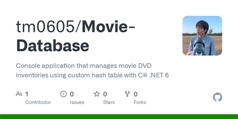 github tm0605 movie database console application that manages movie dvd inventories using