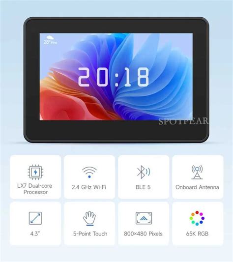 Esp32 S3 43inch Lcd B 800x480 Captive Touchscreen Display Board Lvgl With Sensor Can I2c